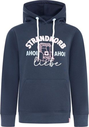Zwillingsherz Hoodie Strandkorb maritime Stickerei, Rippb&uuml;ndchen, K&auml;ngurutasche, Kapuze