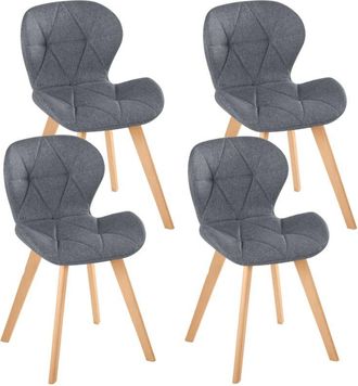 IDMarket Idmarket - Lot de 4 chaises robine en tissu gris foncé pour salle à manger