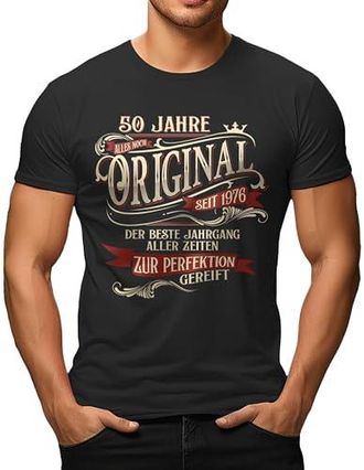Lobo Negro T-shirt pour homme pour le 50e anniversaire : 50 ans m&ucirc;ri &agrave; la perfection - Original Mill&eacute;sime 1976 dans un style r&eacute;tro vintage cool, perfection, L