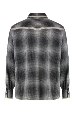 Golden Goose Mens Checked Wool-Blend Long-Sleeve Shirt Grey Virgin Wool; Polyamide; Silk