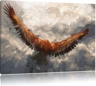 Pixxprint Eule, Gr&ouml;&szlig;e: 100x70cm, Leinwandbild, fertig gespannt, Wandbild, Dekoration, Kunstdruck, kein Poster