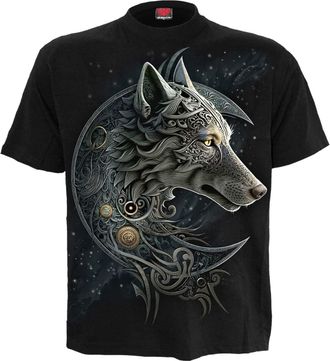 Spiral from Darkness Herren-T-Shirt, kurz&auml;rmelig, regul&auml;r/normale Passform, Schwarz, Keltischer Wolf, XXL
