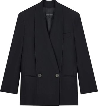 Giorgio Armani Zweireihiger Blazer mit V-Ausschnitt - - Jackets - Damen - Schwarzk - S