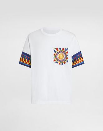 Dolce & Gabbana T-shirt Aus Baumwolle Mit Carretto-print - Mann T-shirts Und Polos Multicolor 46
