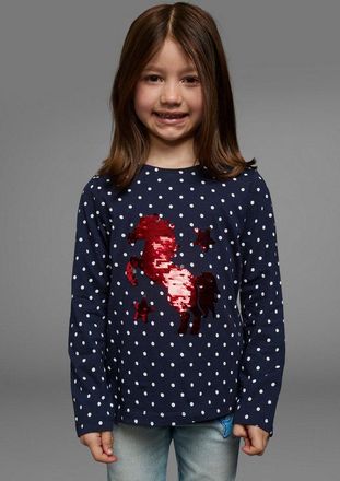 Kidsworld Langarmshirt für kleine Mädchen Langarm, Basic-Passform, bedruckt, Rundhalsausschnitt