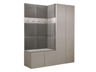 Mirjan24 Garderoben-Set Monati III, 2X Schuhschrank + Kleiderhakenbrett + Kleiderschrank Gepolstertes Paneel/Wandpaneel Kleiderhaken Flurgarderobe Wandgarderob