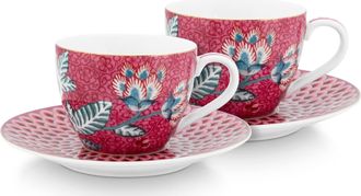 Pip Studio 51004146 Flower Festival Espresso m.U. dark pink 120ml Set2