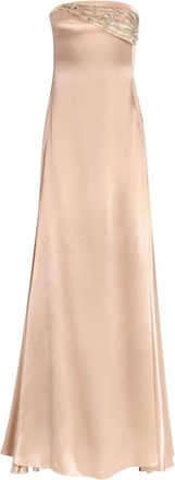 Genny Femme, Robes, Beige, Taille: 40 FR Longue robe de soir&eacute;e bustier en satin