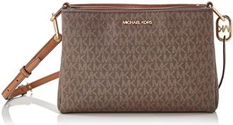 Michael Kors Trisha Sac à bandoulière triple compartiment en cuir Taille M, marron, Medium