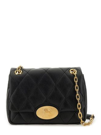 Burberry Womens Bag Strand Small Black Calf Grain Leather Shoulder