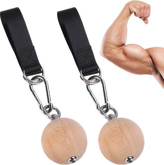 Generic Klimmzuggriff Kugel - Holz rutschfest Griff | Klettertraining Kraftgriff f&uuml;r Klimmzugstangen, Kettlebells, Langhanteln, Widerstandsb&auml;nder - Unterarm- 