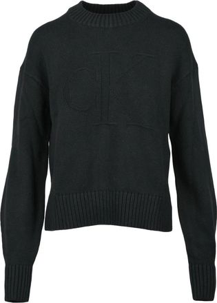Calvin Klein Jeans Femme, Pulls, Noir, Taille: 36 FR Maglioncino in cotone