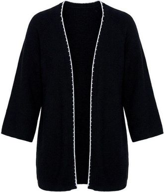 Ulla Popken Strickjacke Strickjacke Zierkanten V-Ausschnitt 3/4-Arm