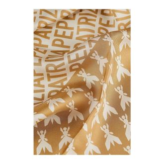 Patrizia Pepe Femme, Accessoires, Beige, Taille: ONE Size Foulard en Soie Imprim&eacute;