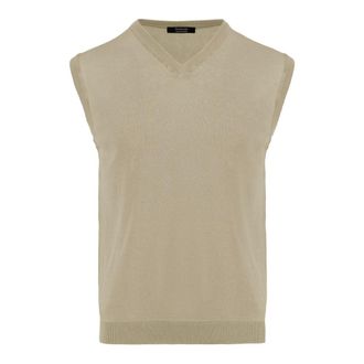 Bomboogie Homme, Pulls, Beige, Taille: M Gilet en coton &agrave; col en V
