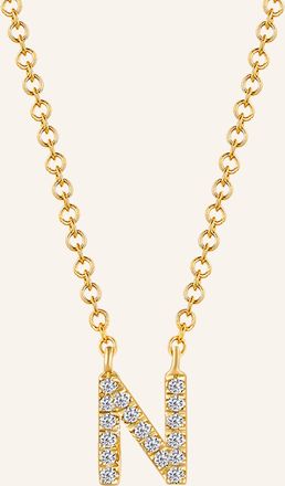 Leaf Initialien Halskette N Aus 14 Karat Gelbgold Mit Diamanten gold