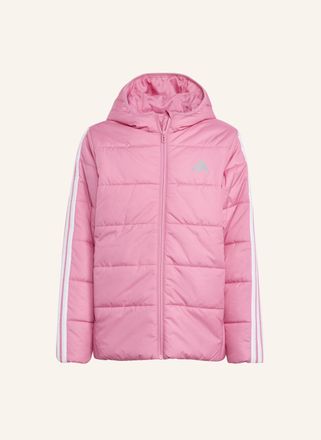 adidas Essentials 3-Streifen Gef&uuml;tterte Kinderjacke pink