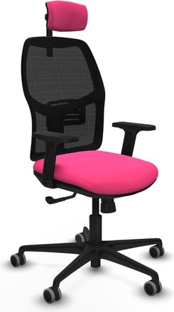 Piqueras y Crespo Alfera Computerstuhl mit 2D-Armlehnen, h&ouml;henverstellbarer Lendenwirbelst&uuml;tze und h&ouml;henverstellbarem Kopfteil, Schwarz/Rosa