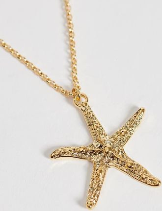 Orelia Collier multi-rangs en plaqu&eacute; or 18 carats &agrave; pendentif &eacute;toile de mer et perles-Dor&eacute;