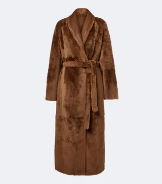 Yves Salomon Manteau r&eacute;versible en shearling et cuir