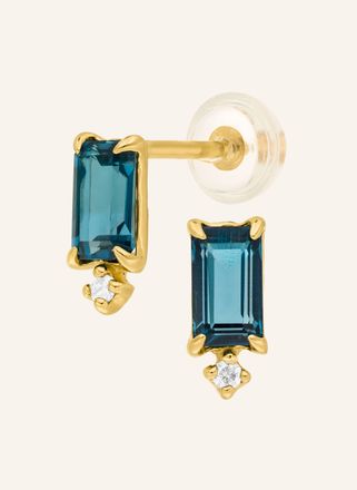 Leaf Ohrstecker London Blue Topaz Aus 14 Karat Gelbgold gold