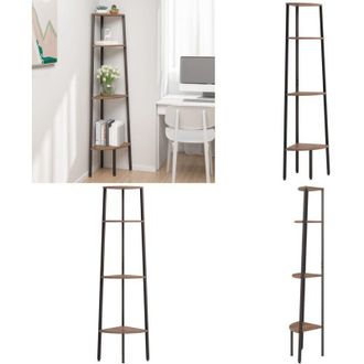 vidaXL Eckregal mit 4 B&ouml;den Dunkelbraun und Schwarz 45,5x31,5x150 cm - Eckregal - B&uuml;cherregal - Regal - Raumsparsamkeit - Stauraum - Home & Living