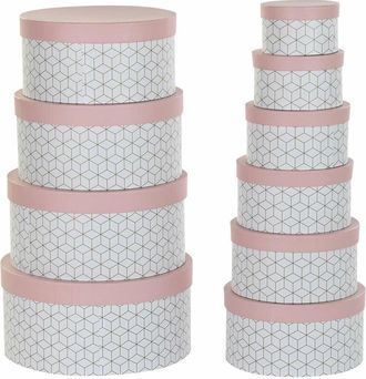 DKD Home Decor Dkd Home Decor - schachtel mit 10 kartons 37,5X37,5X18 rund rosa karton Material Farbe rosa gold Familie BESTELLdetails