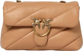 Pinko Pinko, Femme, Sacs, Beige, Taille: ONE Size Sac bandouli&egrave;re matelass&eacute; en cuir