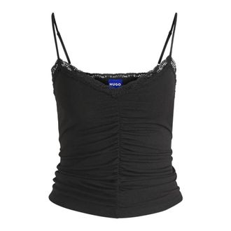HUGO BOSS Damen Top Dele_B Baumwollzusammensetzung - - Tops - Damen - Schwarzk - S