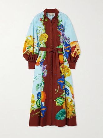 Alemais Dahlia Midikleid Aus Einer Baumwoll-seidenmischung Mit Blumenprint Und Bindeg&uuml;rtel - Mehrfarbig