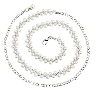Generic Ceinture Femme Grande Taille - Ceinture Cha&icirc;ne D&eacute;corative pour Robe Femme avec Perles et Crochet Ajustable pour une Affin&eacute;e et &Eacute;l&eacute;gante