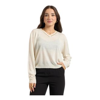 Yes-Zee YES Zee, Femme, Pulls, Beige, Taille: 36 FR Pull en maille col en V
