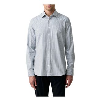 Michael Kors Chemise ajust&eacute;e en coton stretch tiss&eacute; dobby - Homme - Chemises - Bleu - Taille: M