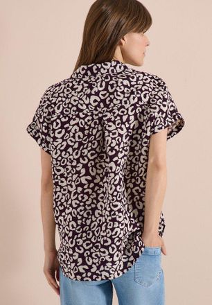 Cecil Druckbluse Sommerbluse mit Leo-Print aus Leinenmix