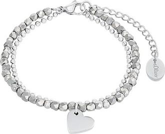 s.Oliver Bracelet en argent sterling 925/acier inoxydable pour femme, bracelet coeur, livré dans un coffret cadeau
