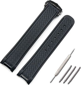 Generic Silikonarmband 20 mm Uhrenzubehör für Omega Hippocampus 300 AT150 8900 Meter Marinegummi-Schmetterlingsschnallenband