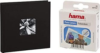 Hama Fotoalbum Jumbo 30x30 cm (Fotobuch mit 100 schwarzen Seiten, Album f&uuml;r 400 Fotos zum Selbstgestalten und Einkleben) schwarz & Fotoecken (500 St&uuml;ck, se