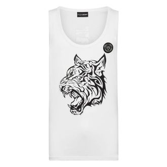 Plein Sport Homme, Tops, Blanc, Taille: XL Tank Top Tiger
