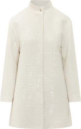 Herno Femme, Manteaux, Blanc, Taille: 46 FR Manteau long avec d&eacute;tails de boutons