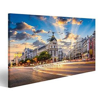 Islandburner Tableau Tableaux sur toile Madrid, Espagne, paysage urbain de la Calle de Alcala et Gran Via. Impression Image Motif moderne D&eacute;coration Affiche Photo 