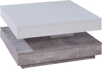 ebuy24 Erano Table basse plateau pivotant et 1 Étagère aspect béton, blanc