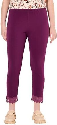 Ulla Popken 7/8-leggings, Saumspitze, Biobaumwolle Pantalon, Myrtille, 45W x 32L Femmes