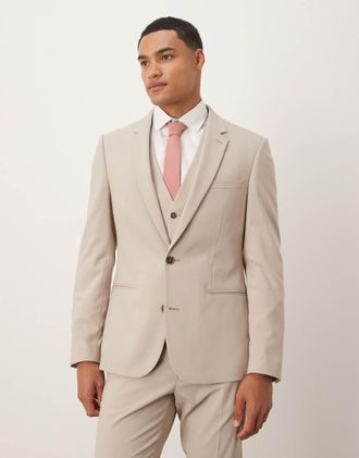 Asos Veste de costume ajustée - Écru-Blanc