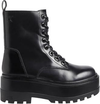Calvin Klein Bottes Mid Boot Femme Flatform High Lace Up avec Semelle Compensée, Noir (Triple Black), 40