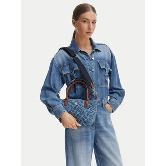 Tommy Hilfiger Handtasche Tommy Hilfiger Popette Mini Tote Denim Flag AW0AW18612 Blau