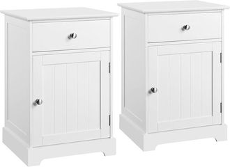 Yaheetech Lot de 2 Tables de Chevet avec Tiroir Table de Nuit Carrée avec Tablette Porte Battante Table dappoint pour Canapé Salon Bureau Chambre 40 × 35 × 60