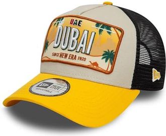 New Era Dubaï Casquette de Camionneur Chapeau réglable visière incurvée Maille A-Frame Beige Jaune