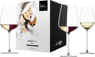 Eisch Weinglas Tasteing Set Essenca Sensisplus (3 St&uuml;ck), Weingl&auml;ser f&uuml;r Vergleichstest mit Block und Stift in Geschenkbox, sp&uuml;lmaschinenfeste Kristallgl&auml;se