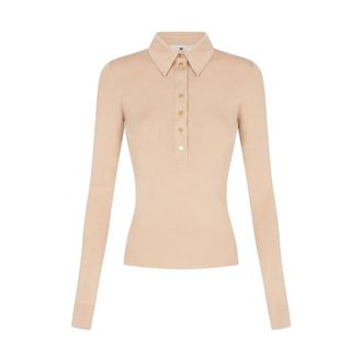 Elisabetta Franchi Wollmischungs-Polohemd - - Tops - Damen - Beige - L