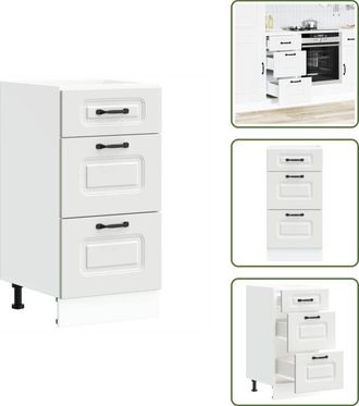 vidaXL K&uuml;chenunterschrank Kalmar Wei&szlig; Holzwerkstoff - K&uuml;chenunterschrank - K&uuml;chenunterschr&auml;nke - Sp&uuml;lenunterschrank - Unterschrank F&uuml;r K&uuml;che